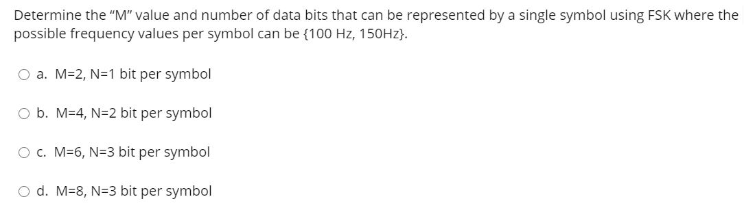 Determine the "M" value and number of data bits that | Chegg.com
