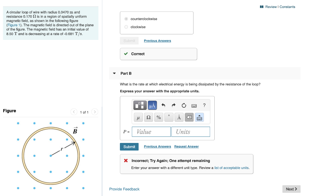 Solved Review Constants O counterclockwise A circular loop | Chegg.com