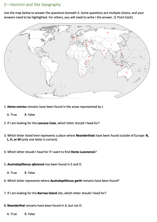 Australopithecus Afarensis Map
