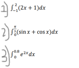 Solved 1.(2x + 1)dx (sin x + cos x)dx 3) 80% e2x dx | Chegg.com