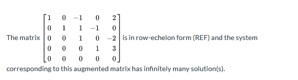 Solved 1 0 1 0 -1 0 2 0 0 The matrix 0 -2 is in row-echelon | Chegg.com