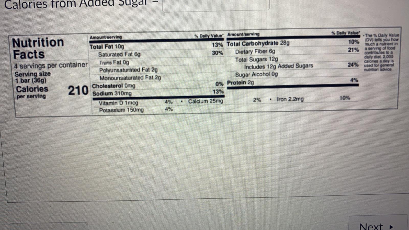 Solved According to the Nutrition Facts Panel below, | Chegg.com