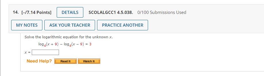 Solved 14. [-/7.14 Points] DETAILS SCOLALGCC1 4.5.038.0/100 | Chegg.com