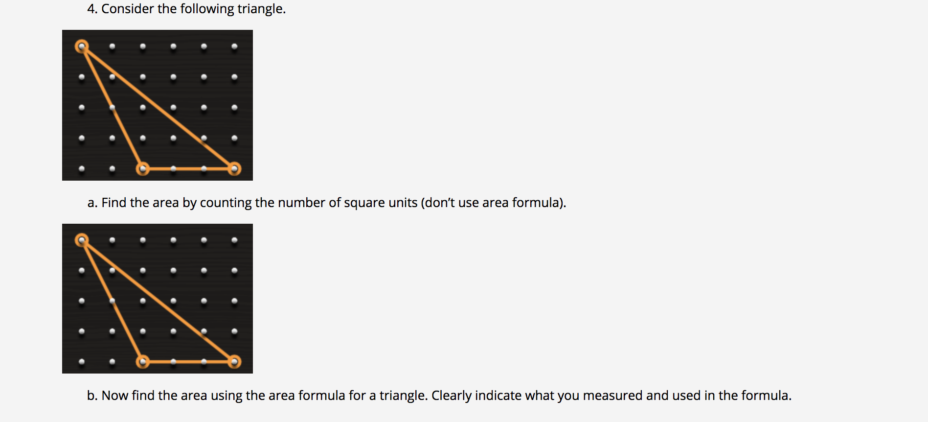 Solved 4. Consider the following triangle. a. Find the area | Chegg.com