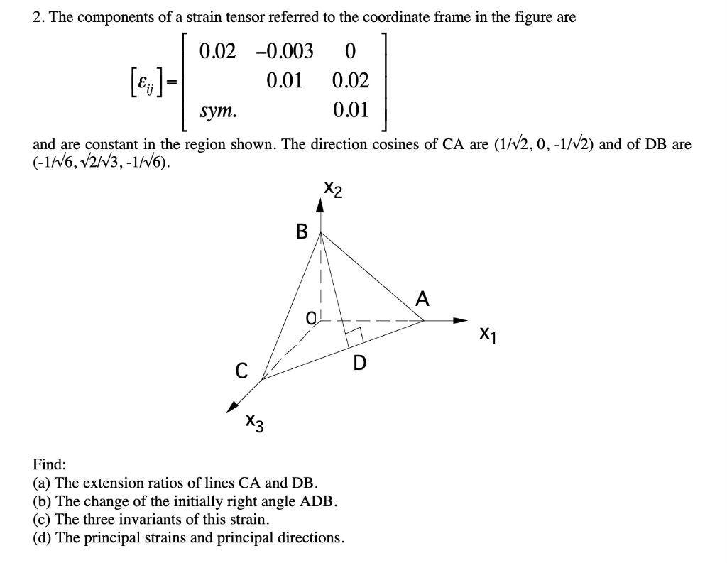 Solved 2. The components of a strain tensor referred to the | Chegg.com