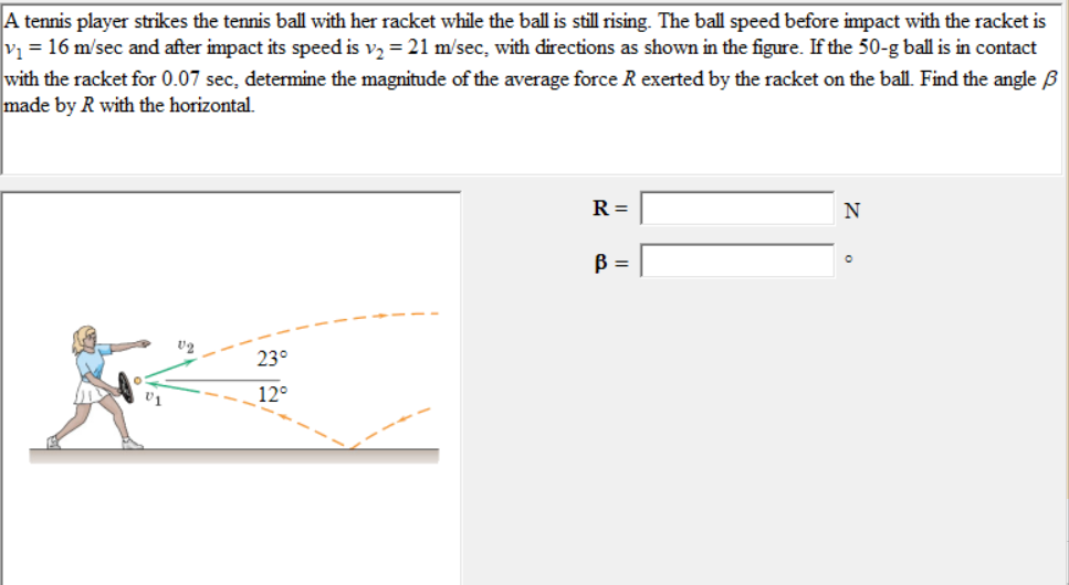 Solved A tennis player strikes the tennis ball with her | Chegg.com