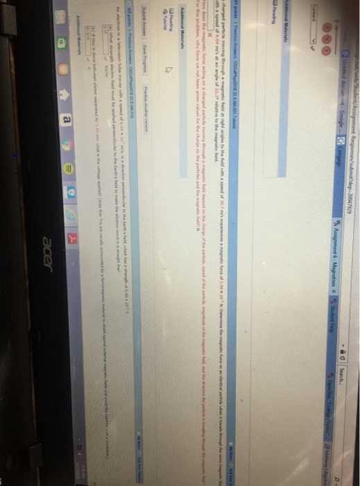 Solved Picture #1A charged particle moving theough a | Chegg.com