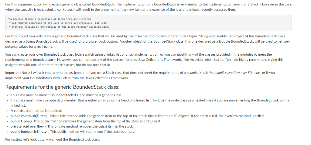 Solved For this assignment, you will create a generic class | Chegg.com