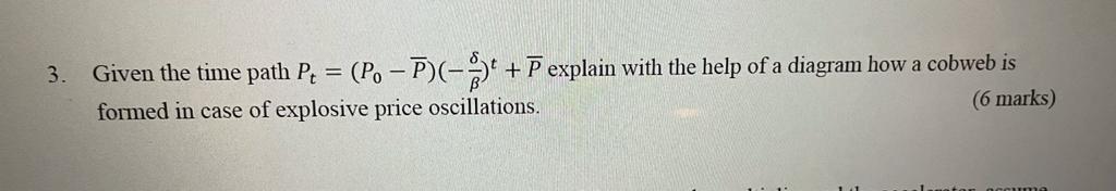 Solved 3. Given the time path Pe = (P. – ?)(-+ + + explain | Chegg.com