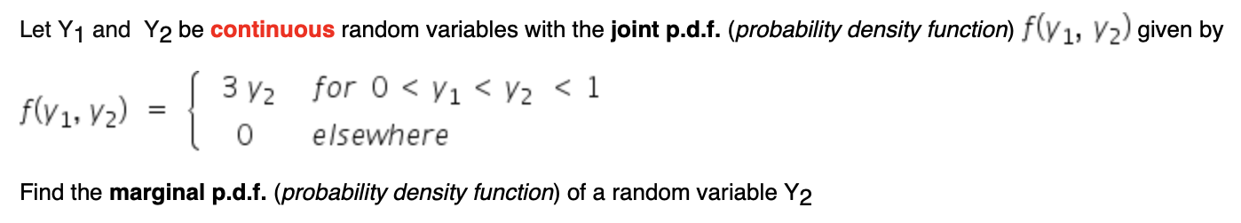 Solved Let Y1 and Y2 be continuous random variables with the | Chegg.com