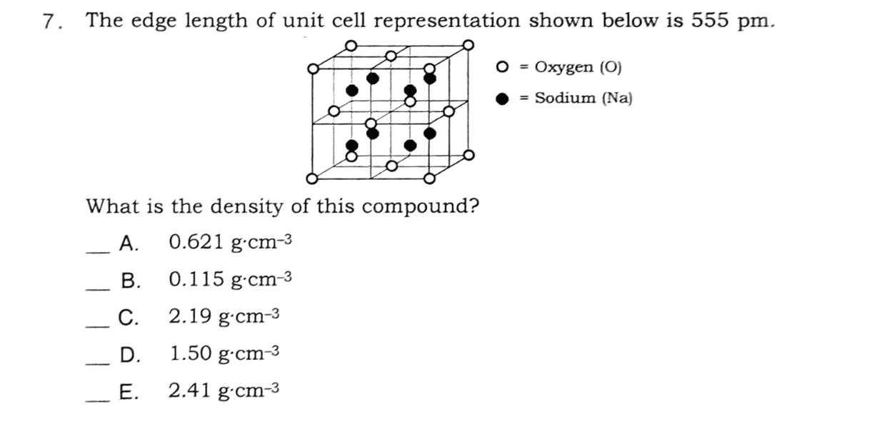 Solved 7. The edge length of unit cell representation shown | Chegg.com