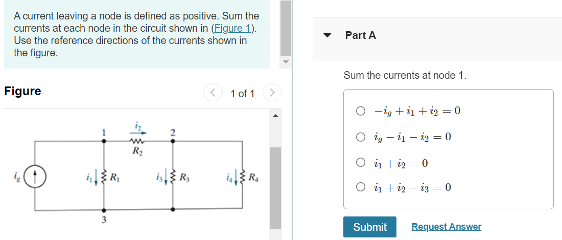 Solved A current leaving a node is defined as positive. Sum | Chegg.com