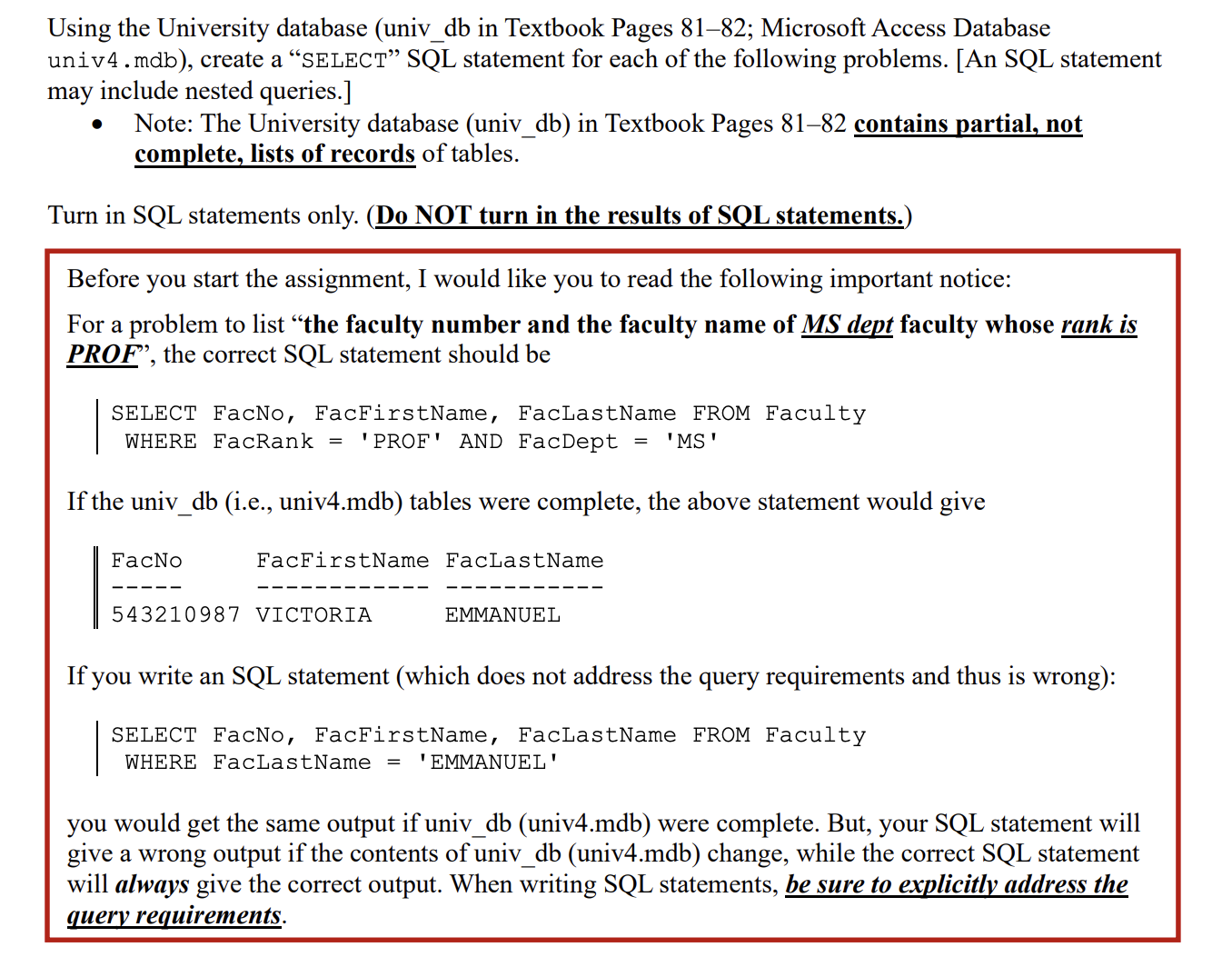 Solved University DatabaseThese are partial, not complete, | Chegg.com
