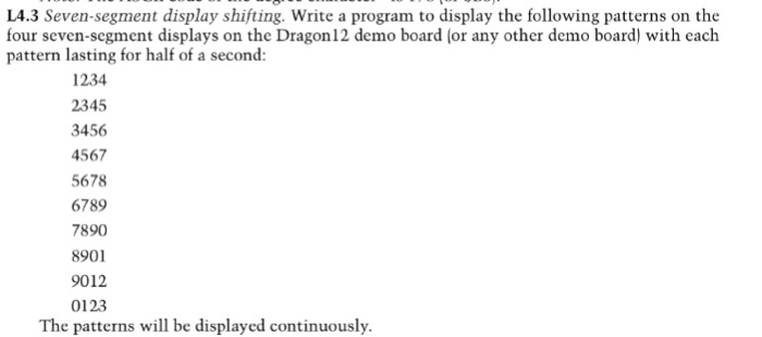 Solved Seven-segment display shifting. Write a program to | Chegg.com