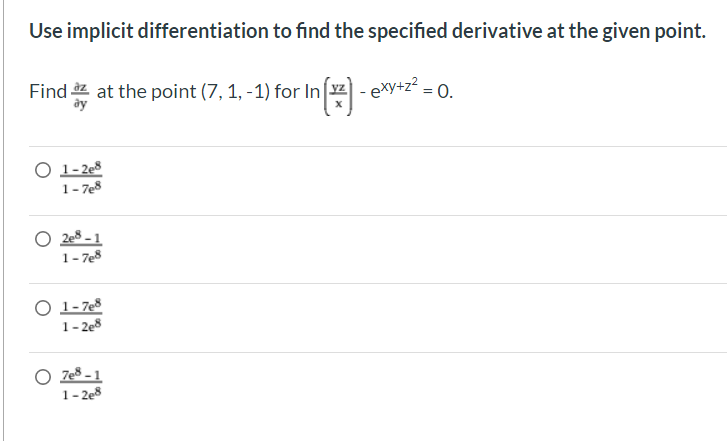 Solved Use implicit differentiation to find the specified | Chegg.com
