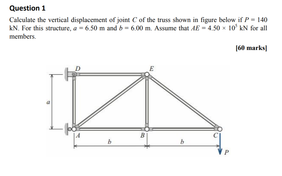 Solved Question 1 Calculate the vertical displacement of | Chegg.com