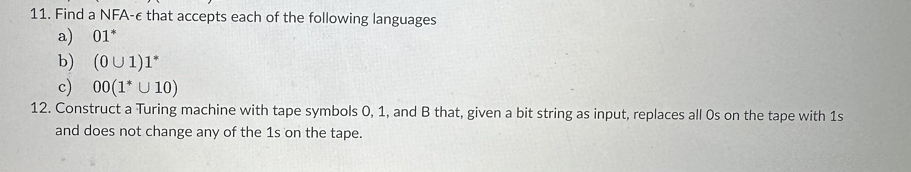 11. Find a NFA- ϵ that accepts each of the following | Chegg.com