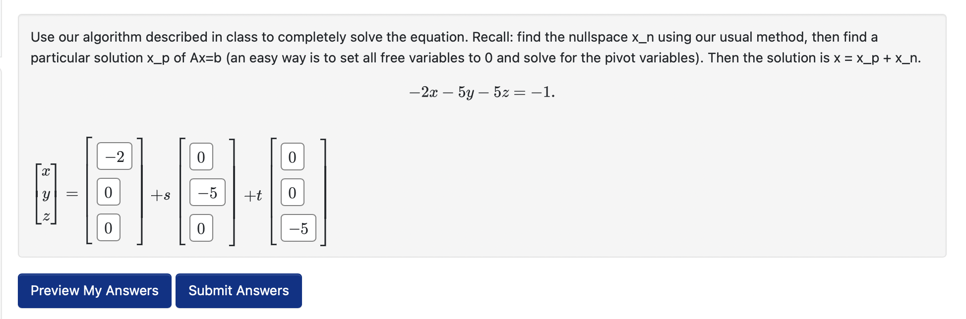 Solving Axb With Only One Equation Linear Algebra
