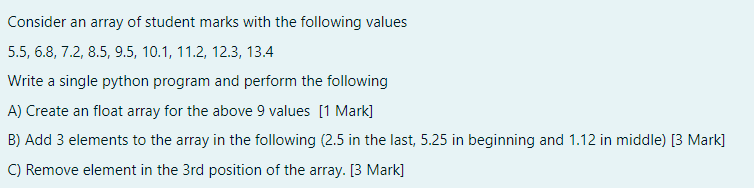 Solved Consider an array of student marks with the following | Chegg.com