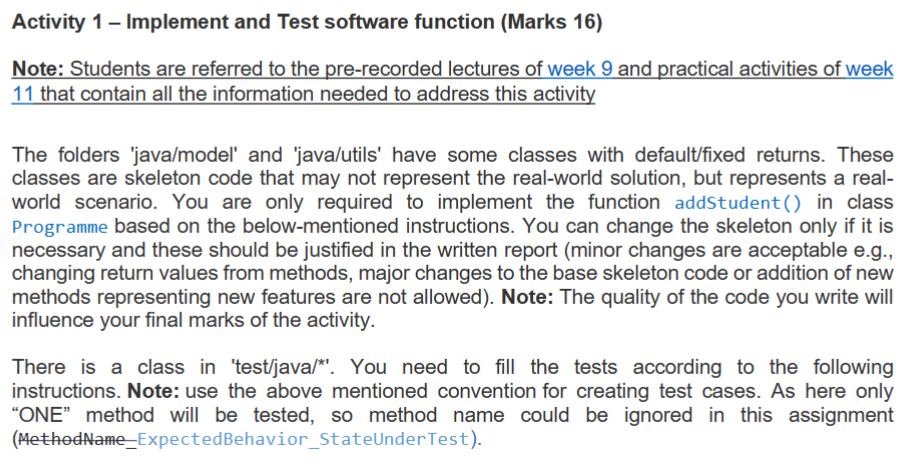 Solved Activity 1 - Implement and Test software function | Chegg.com