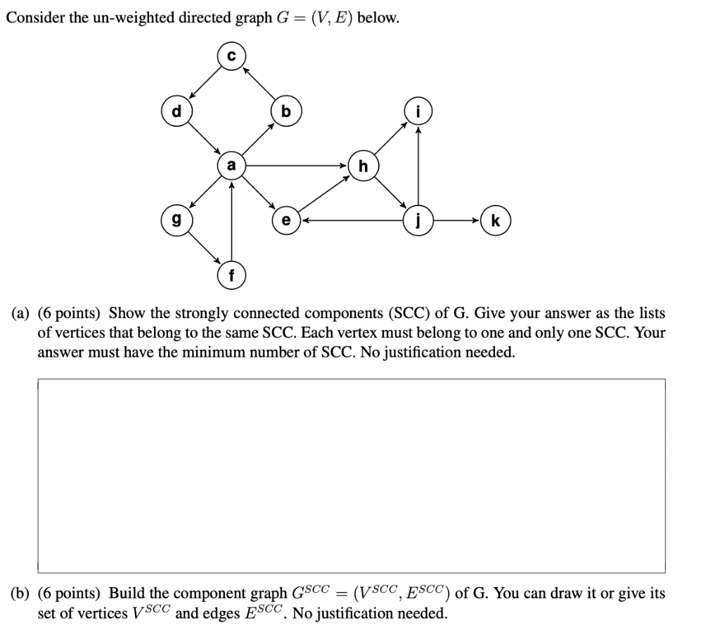 Solved Consider the un-weighted directed graph G = (V, E) | Chegg.com