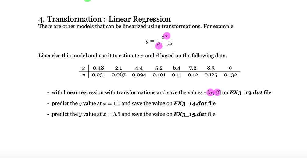 Solved 4. Transformation : Linear Regression There are other | Chegg.com