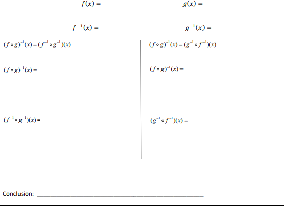 Solved Is (f o g)^-1(x) = (f^-1 o g^-1)(x), or is (f o | Chegg.com