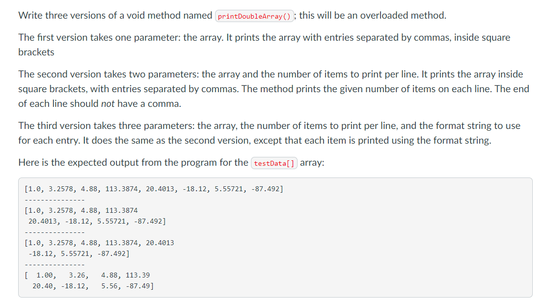 Solved Write three versions of a void method named | Chegg.com Solved Write three versions of a void method named | Chegg.com