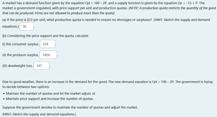 Solved A market has a demand function given by the equation | Chegg.com