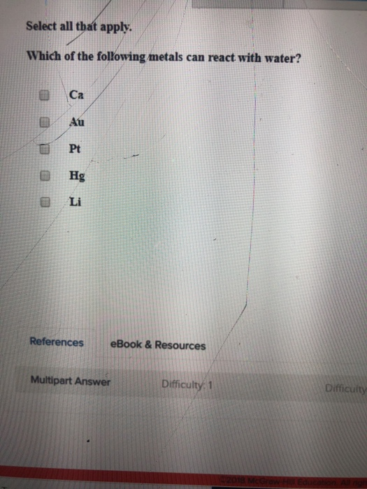 Solved Select all that apply Which of the following metals | Chegg.com