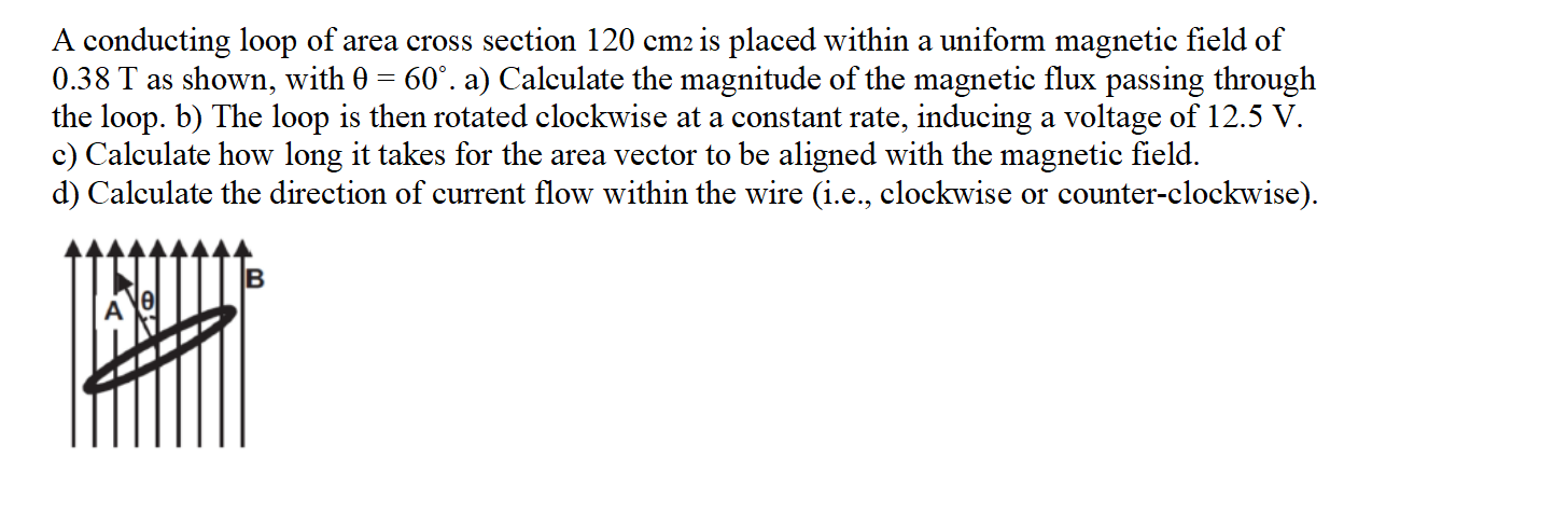 Solved A conducting loop of area cross section 120 cm2 is | Chegg.com