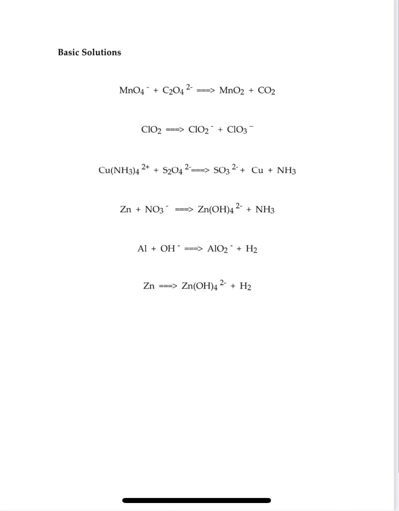 Solved Balancing Redox Reactions Acid Solutions Mn 2+ + BiO3 | Chegg.com