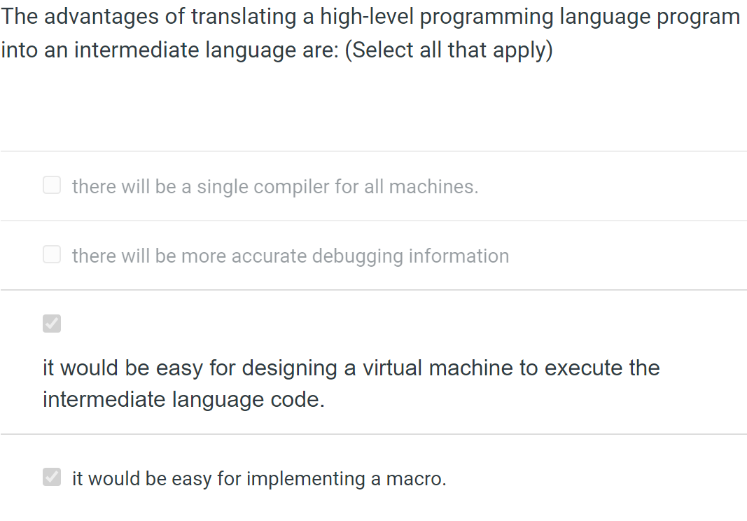 Solved The advantages of translating a high-level | Chegg.com