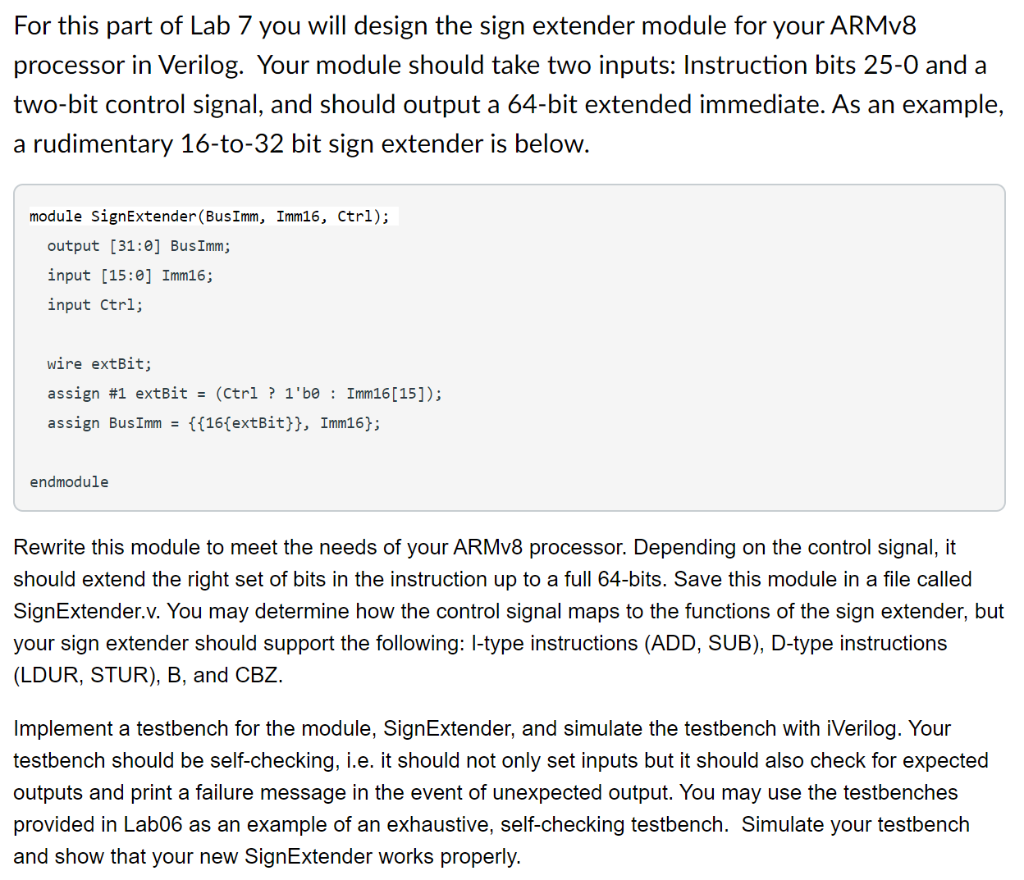 For this part of Lab 7 you will design the sign | Chegg.com