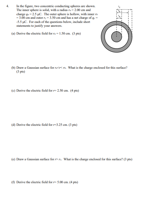 Solved 4. In the figure, two concentric conducting spheres | Chegg.com