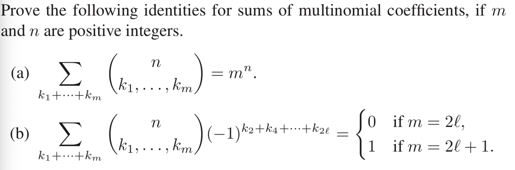 Solved Prove The Following Identities For Sums Of