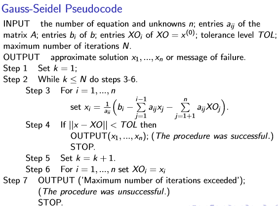 Mathematica Code: Apply the Gauss-Seidel method to | Chegg.com