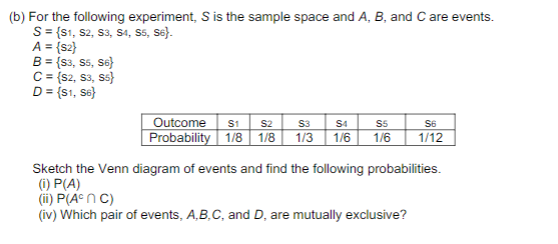 Solved S={s1, s2, s3, s4, s5, s6}A={s2}B={s3, s5, s6}C={s2, | Chegg.com