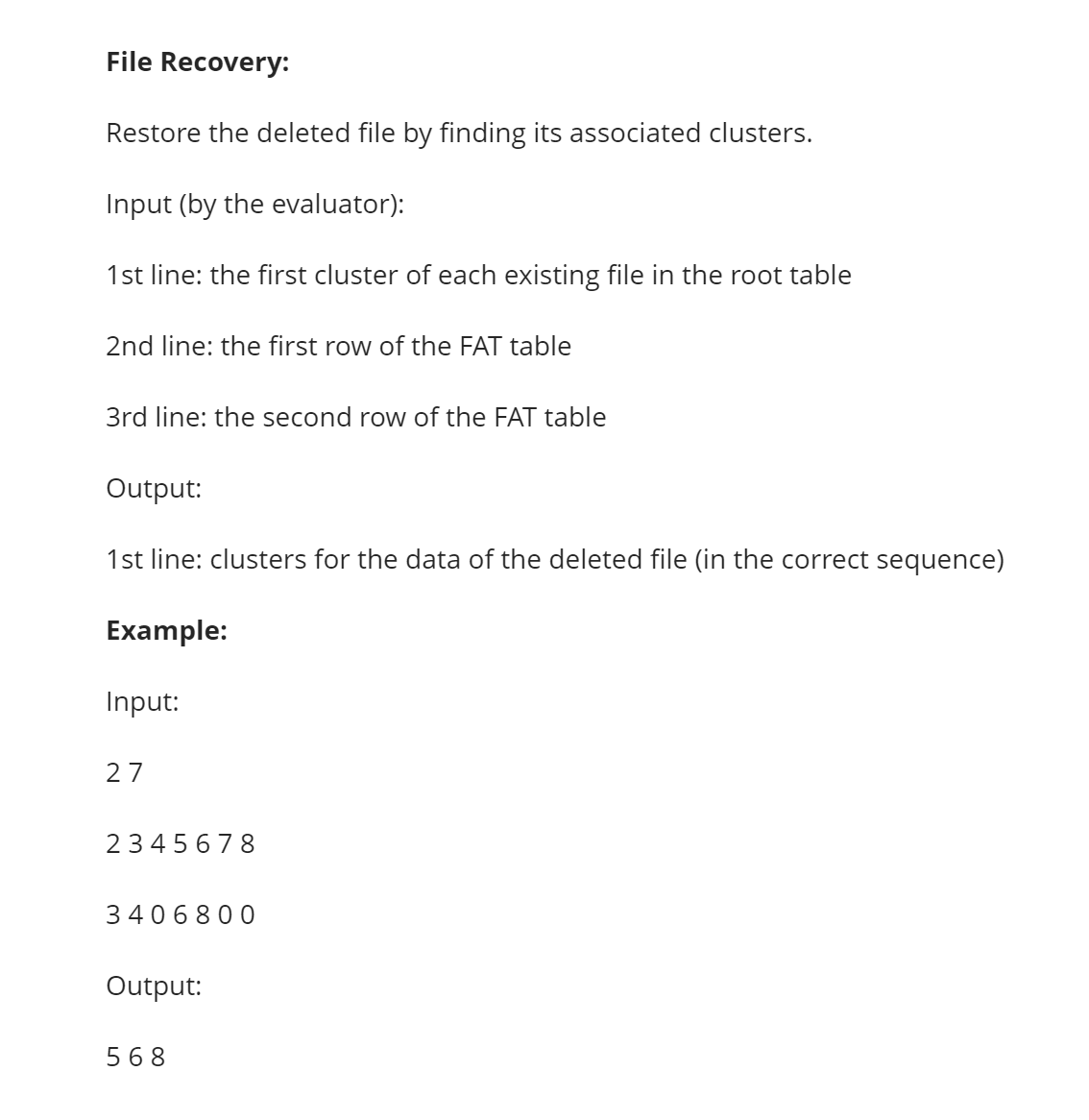 Solved File Recovery: Restore the deleted file by finding | Chegg.com