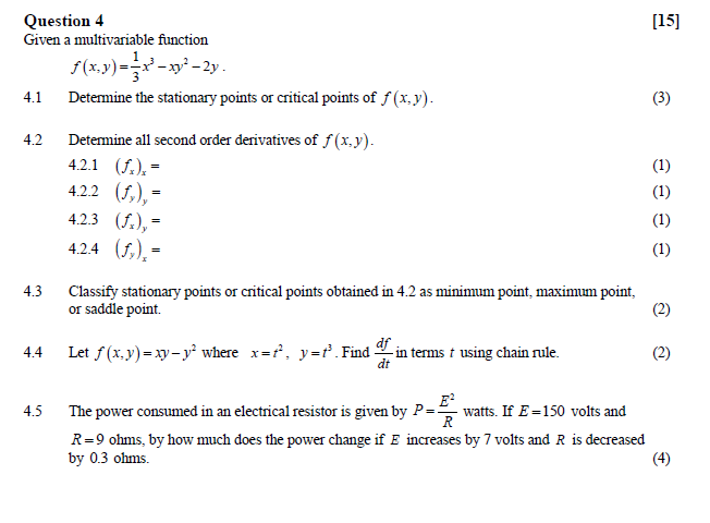 Solved [15] (3) Question 4 Given a multivariable function | Chegg.com