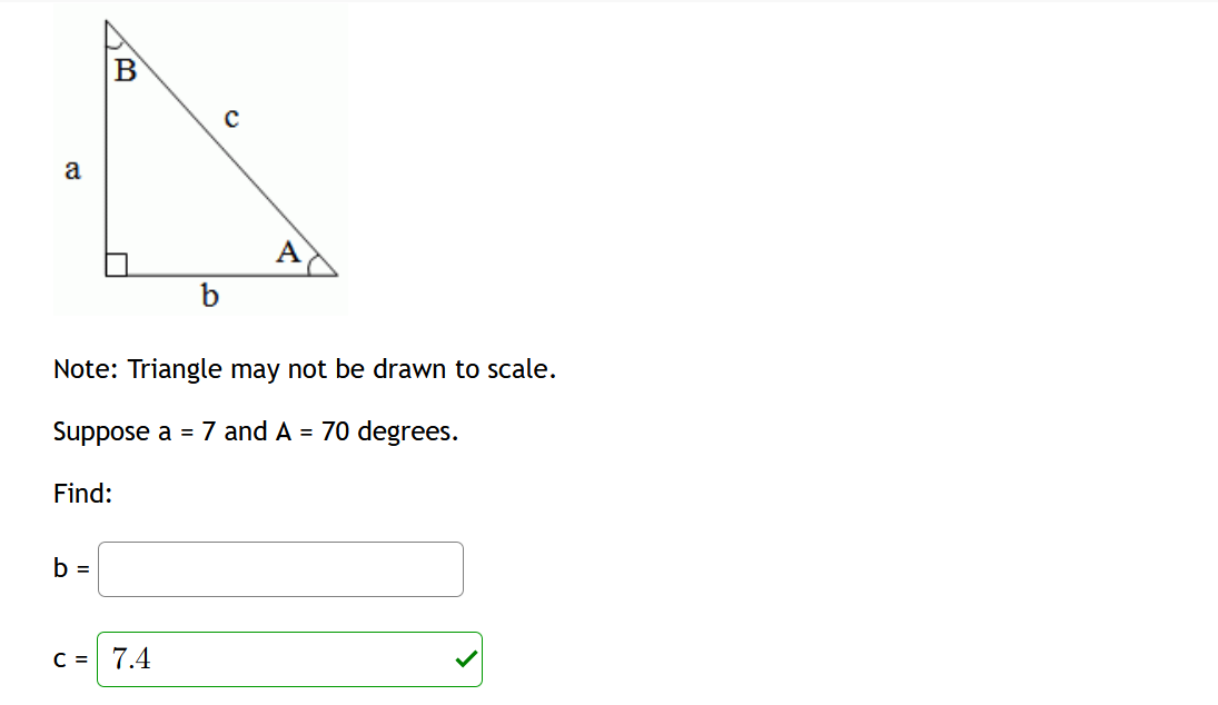 Solved B с a A b Note: Triangle may not be drawn to scale. | Chegg.com