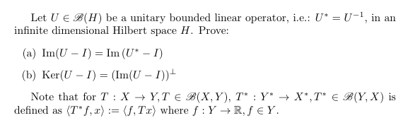 Solved Let U∈B(H) be a unitary bounded linear operator, | Chegg.com