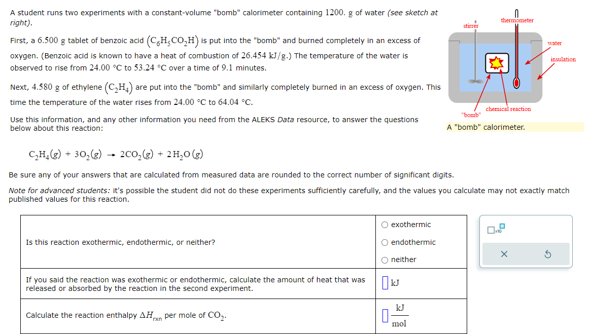Solved A student runs two experiments with a constant-volume | Chegg.com