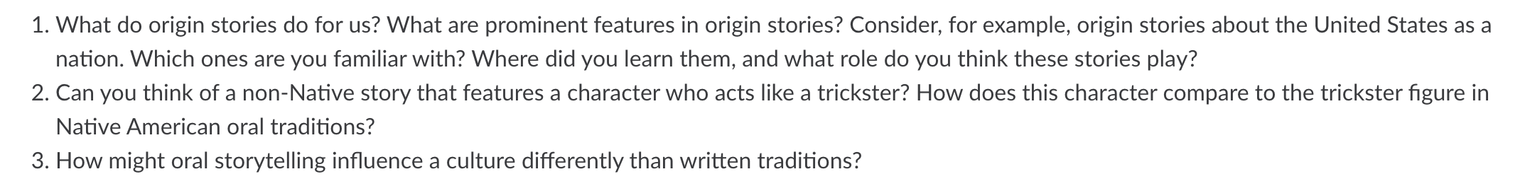 1. What do origin stories do for us? What are | Chegg.com