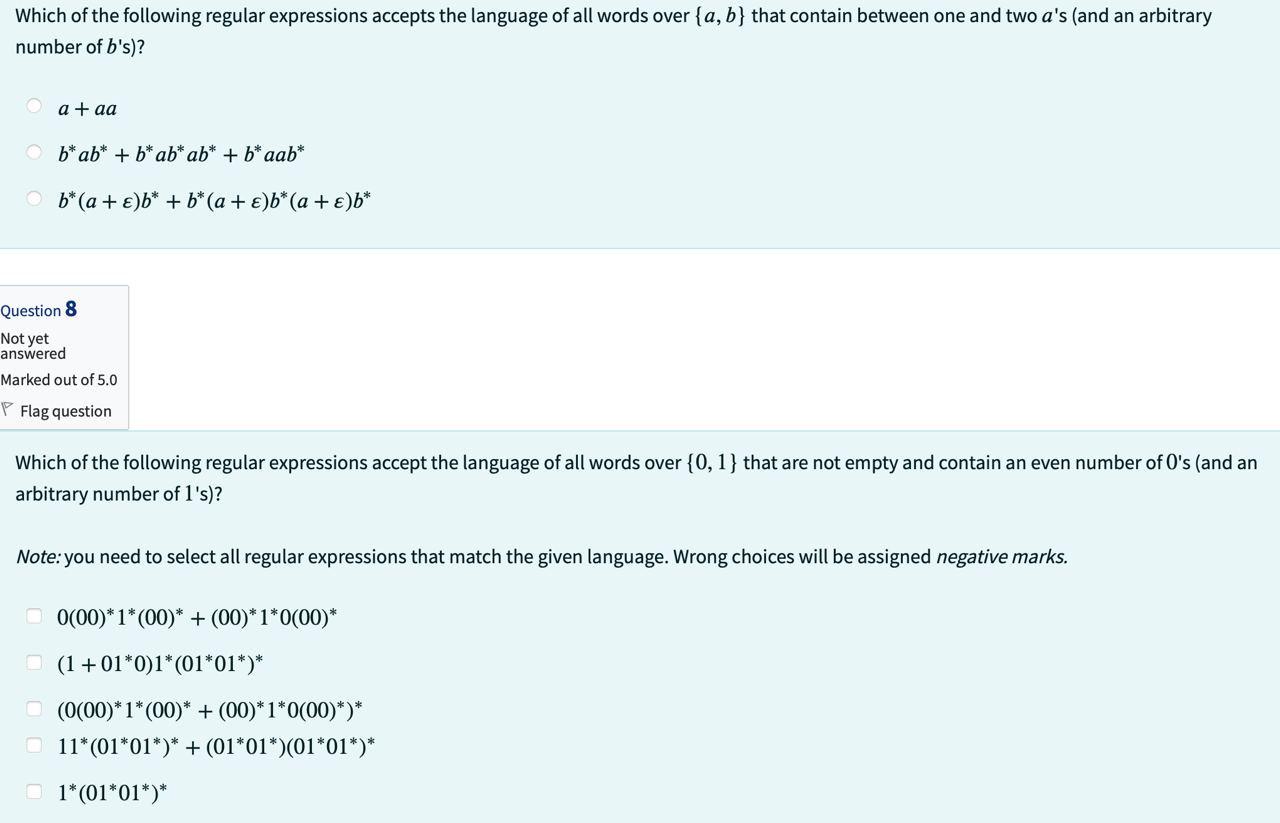 Solved Which of the following regular expressions accepts | Chegg.com