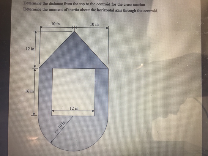 Solved Determine the distance from the top to the centroid | Chegg.com