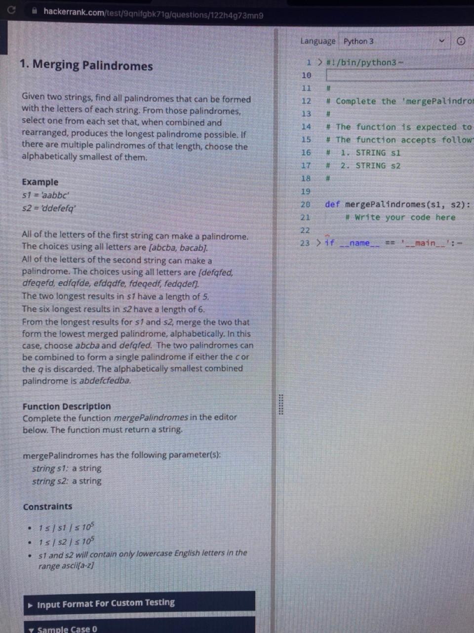 Solved 1. Merging Palindromes All of the letters of the | Chegg.com