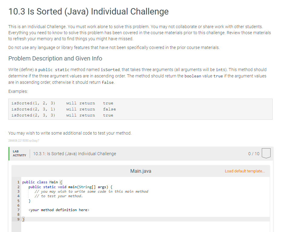 Solved This is an Individual Challenge. You must work alone | Chegg.com
