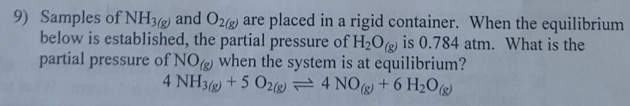 Solved Samples of NH3(g) and O2(g) are placed in a rigid | Chegg.com