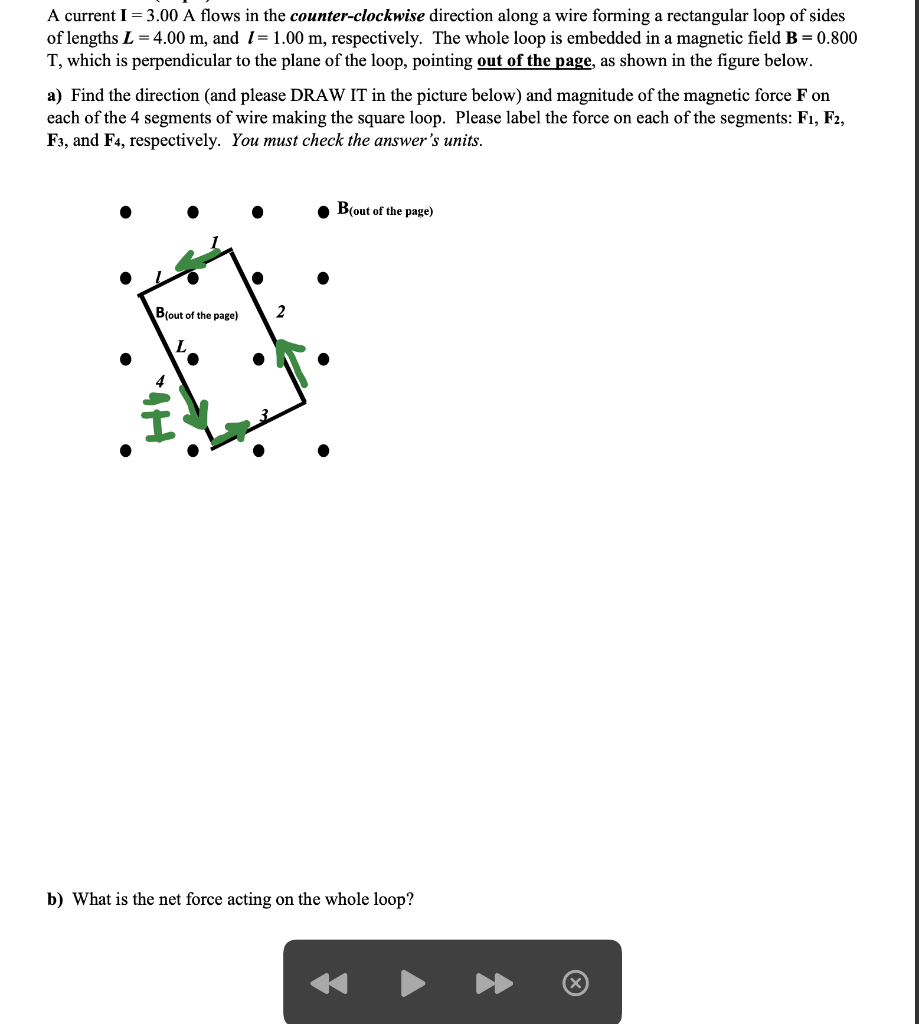 Solved A current I = 3.00 A flows in the counter-clockwise | Chegg.com